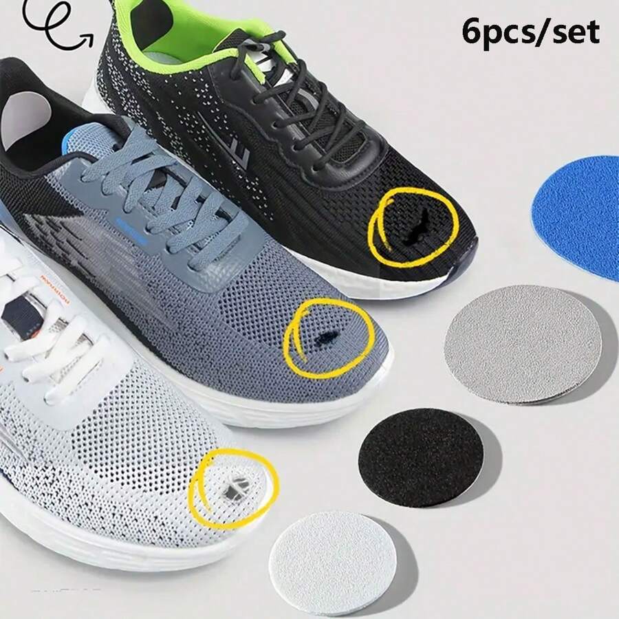 6-Pack Self-Adhesive Athletic Shoe Repair Patches, Mesh Fabric Patch ...