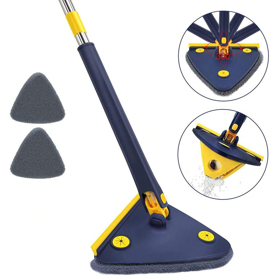 1pc 360° Rotation Squeegee Triangle Mop, Hands-Free For Floor Wall ...