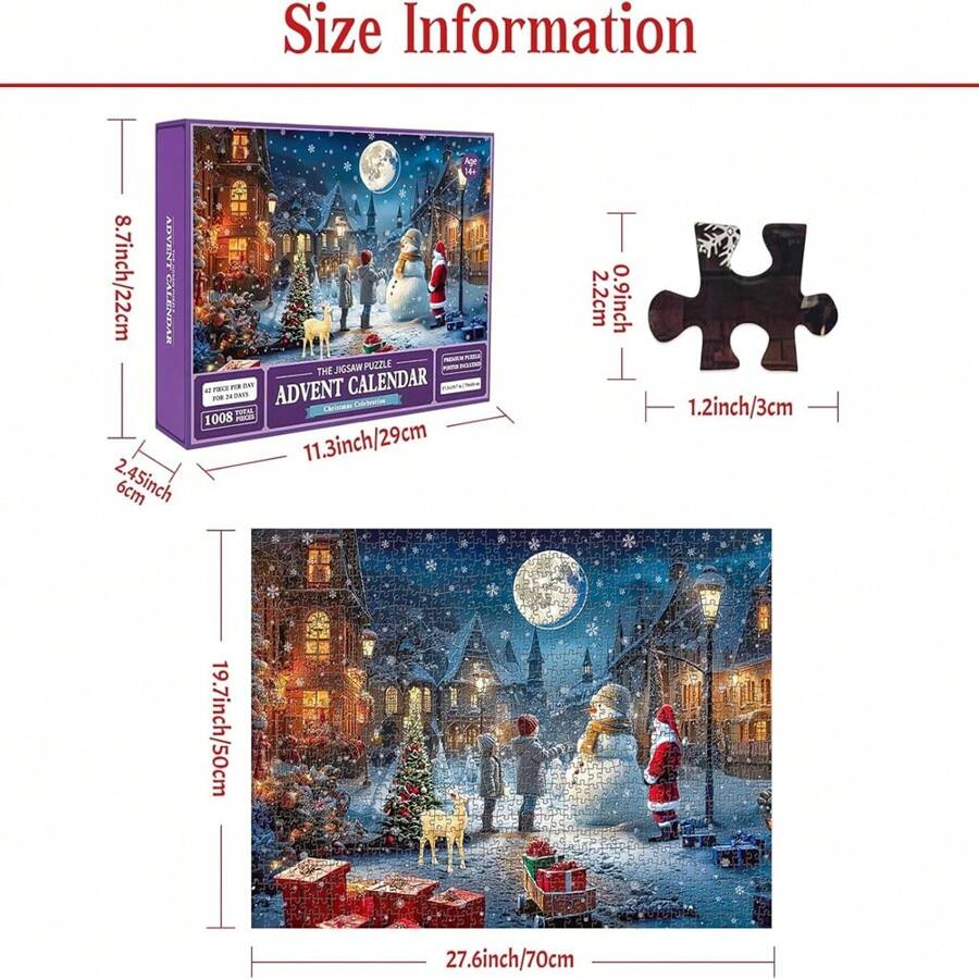 Puzzle Calendario de Adviento 2024 - Calendario de Adviento de Navidad 2024, Calendario de ...