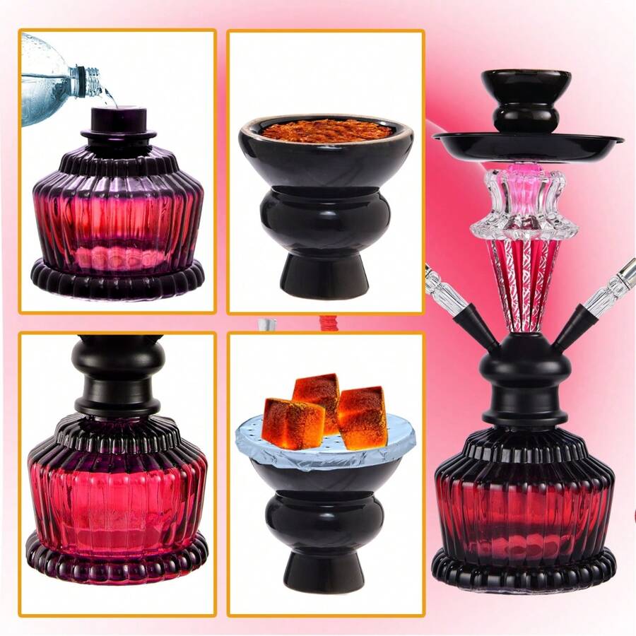 Shisha Hookah Set With 2 Hose Hookah Shisha Glass Vase Ceramic Hookah ...