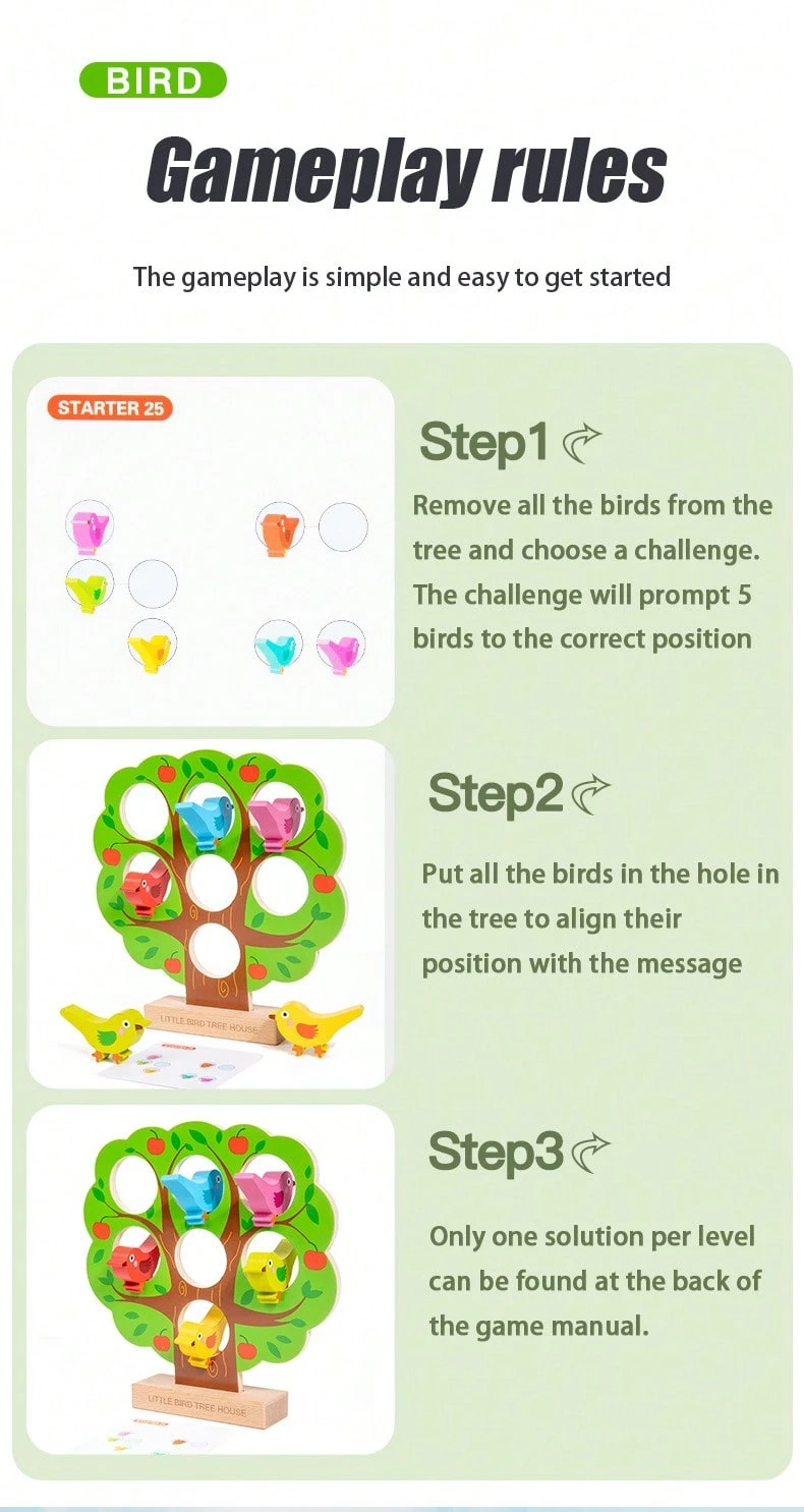 Kids Tabletop Game Early Education Creative Reasoning Bird Nesting Toy ...