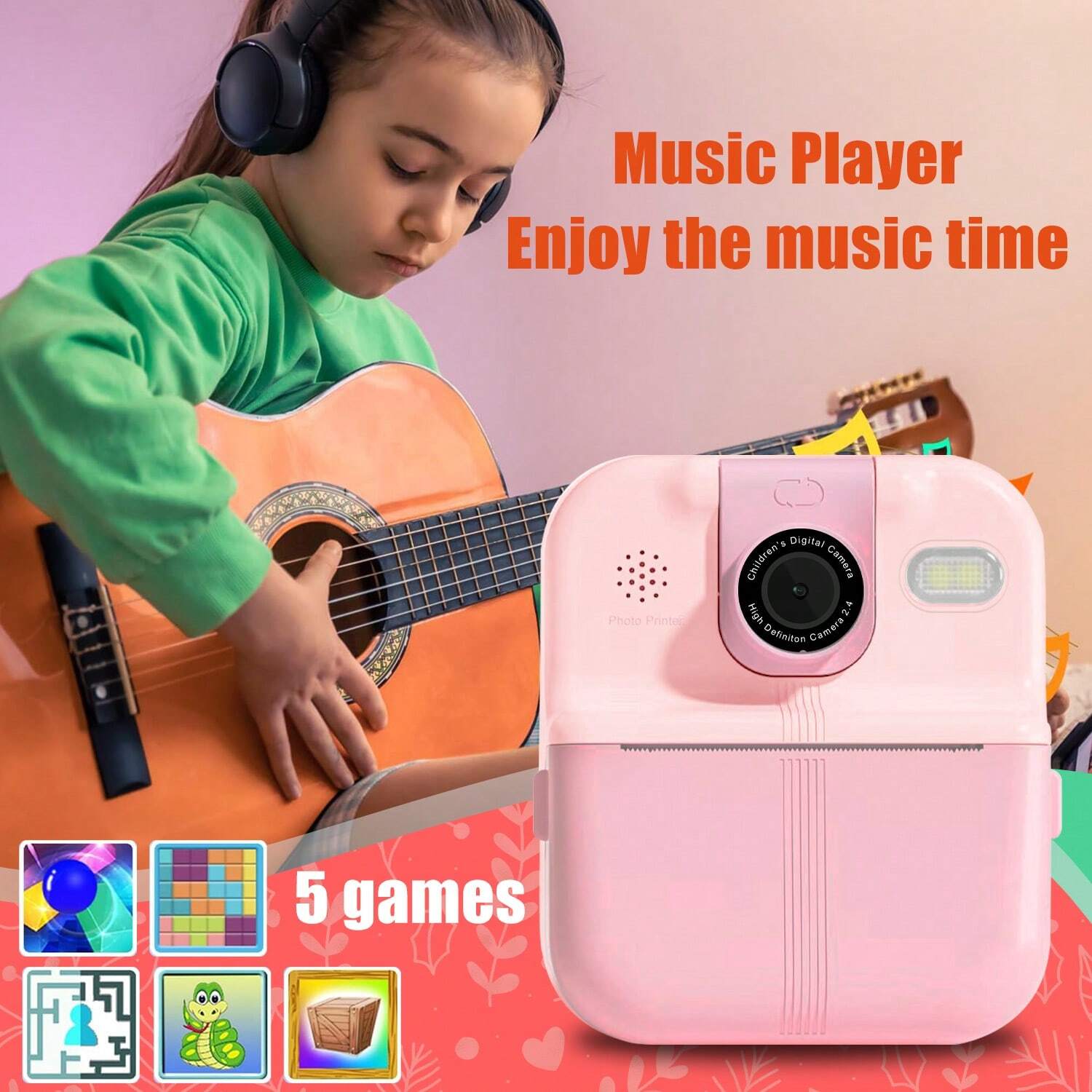 Kids Printer And Digital Camera, 1080P HD Video Recording, Kids Instant ...