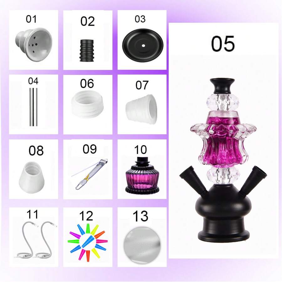 Hookah Set With 2 Hose Hookah Shisha Mosaic Glass Vase Ceramic Hookah ...