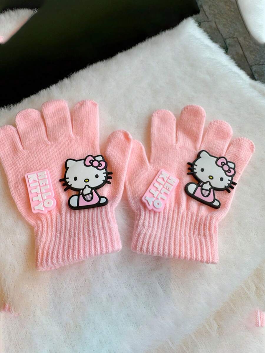 Sanrio 1 Pair Sanrio Series Hello Kitty Character Knitted Gloves For ...