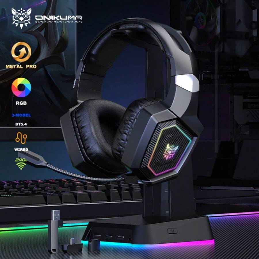 ONIKUMA GT806 Black RGB Noise Cancelling Microphone Gaming Headset ...