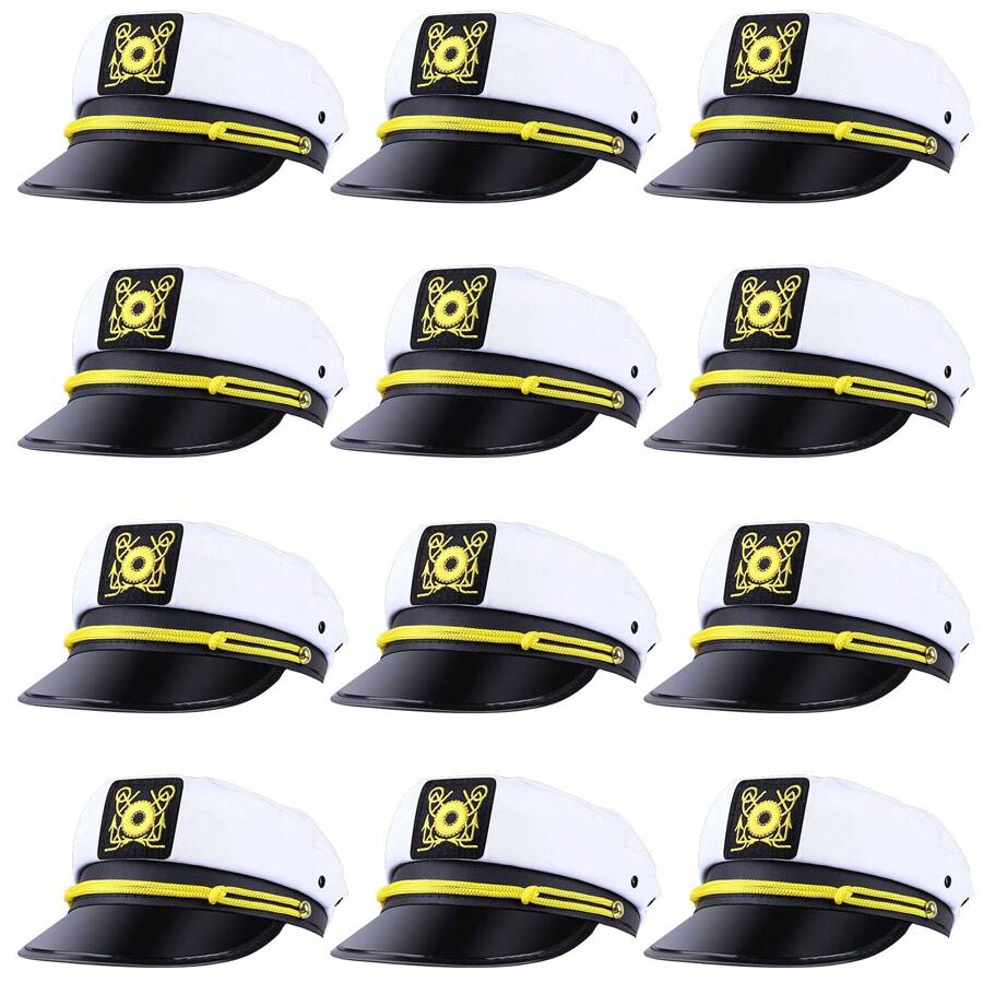 12 Pack Captain Hats Men Women Adjustable Sailor Hats For Boat Costume ...