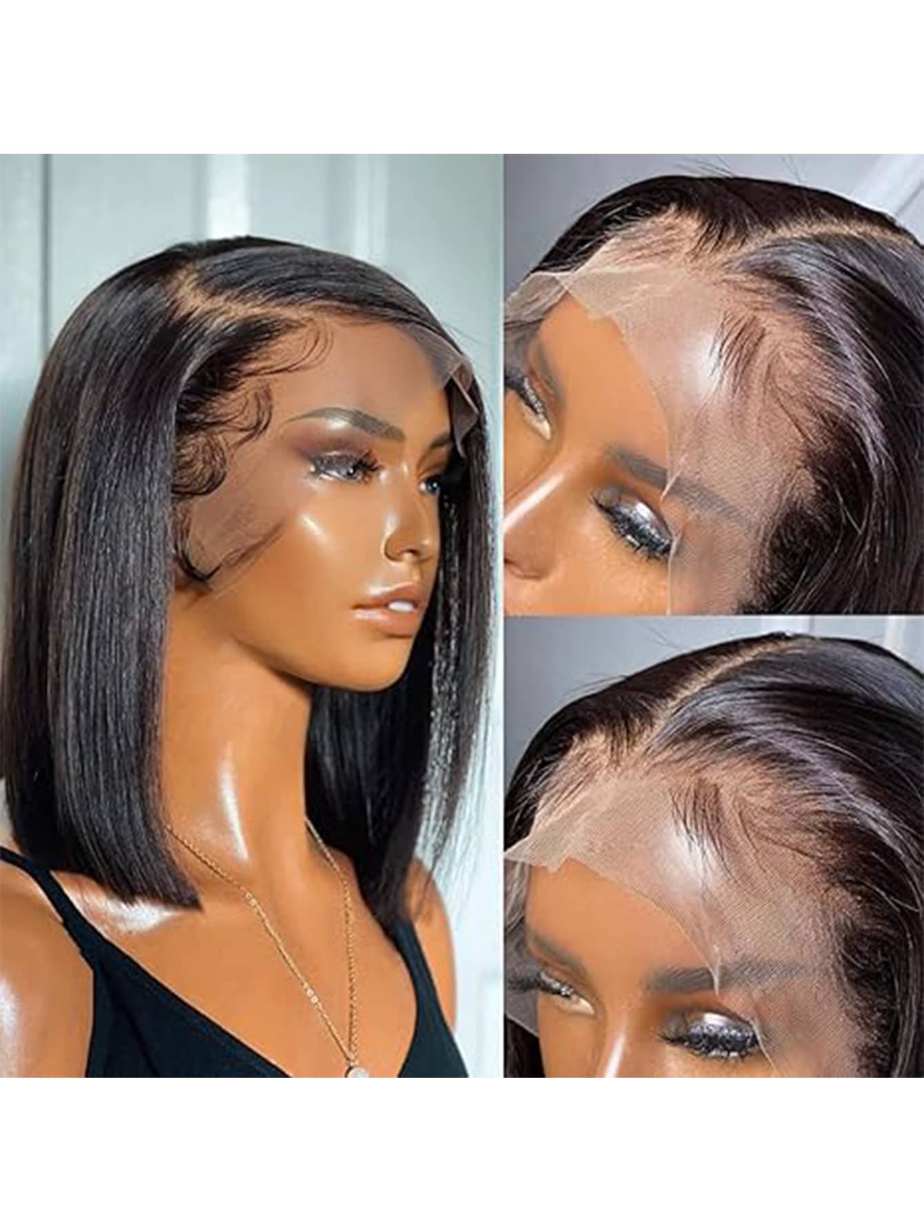 Perruque de 12 pouces 13x4 Bob en cheveux humains avec une densité de ...