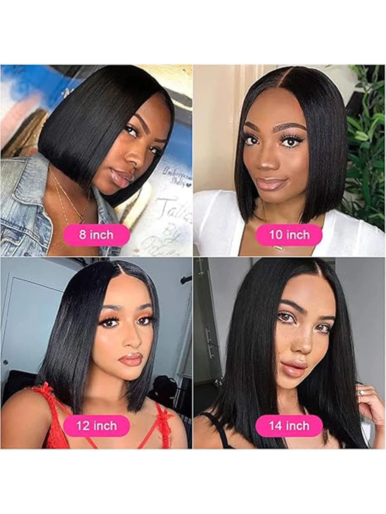 Hair 12inch 13x4 Bob Wig Human Hair 180% Density Ready To Go Glueless ...