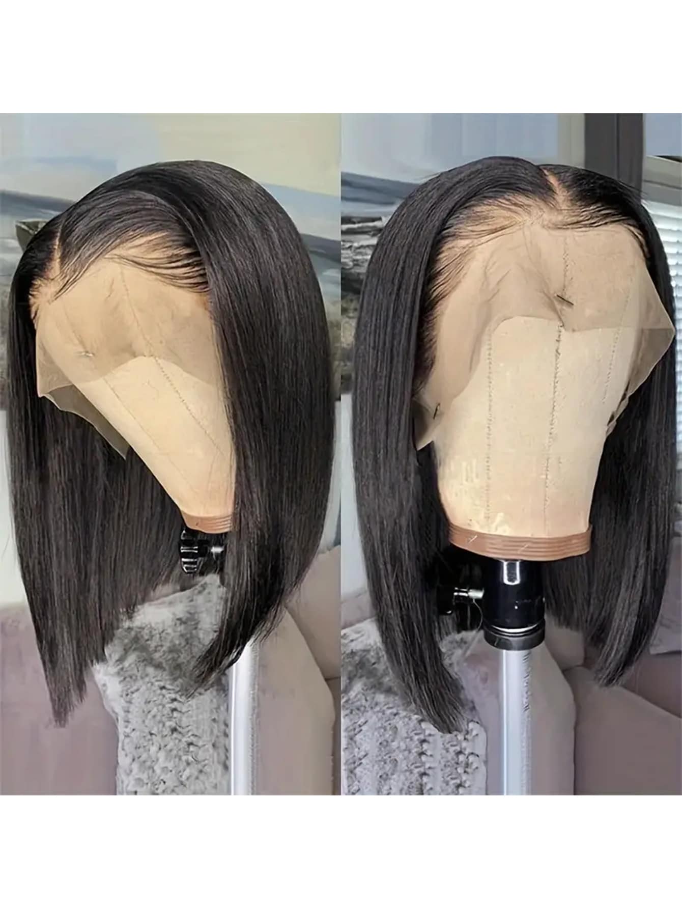 Hair 12inch 13x4 Bob Wig Human Hair 180% Density Ready To Go Glueless ...