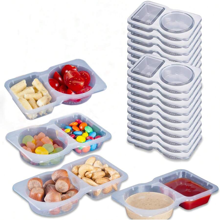 5/10/20 Pcs Double Compartment Condiment Container With Lid Double ...