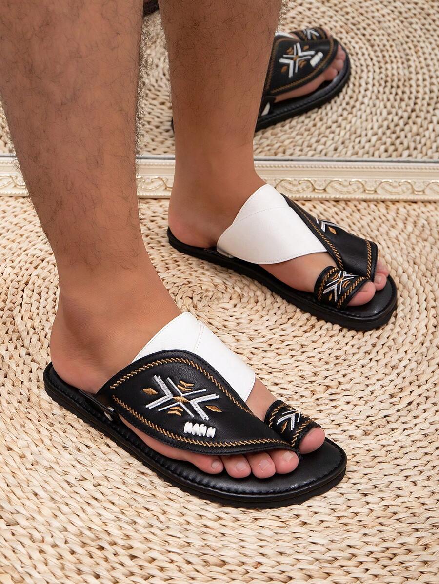 Men Flat Comfortable Arabic Style Slippers, Multiple Colors, Middle ...