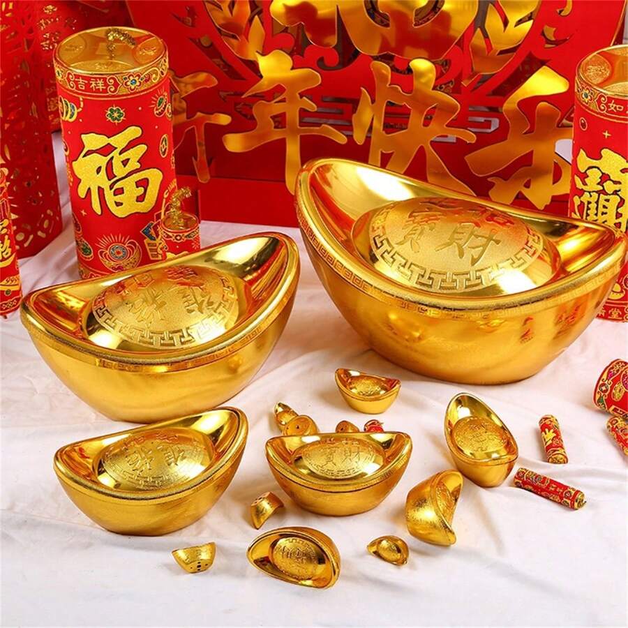 3pcs Fake Gold Ingot, Plastic Gold Bar, Hollow Gold Ingot, Candy Gold ...