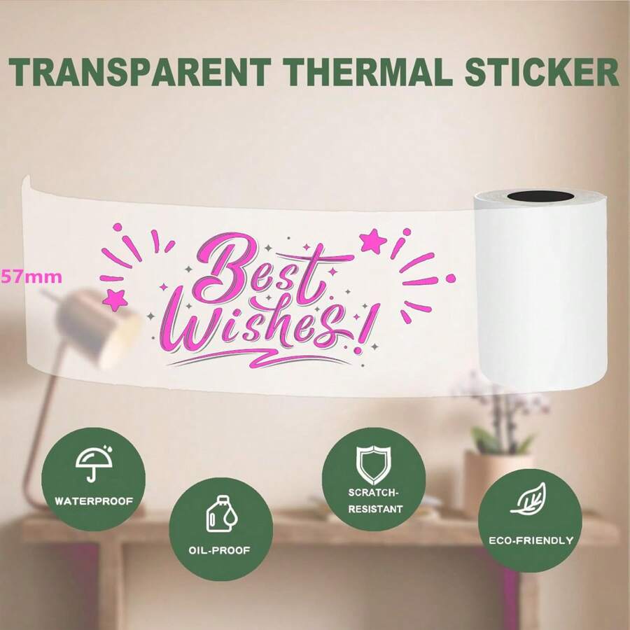 Papel Térmico Autoadesivo Transparente Rosa, Papel Térmico Brilhante ...