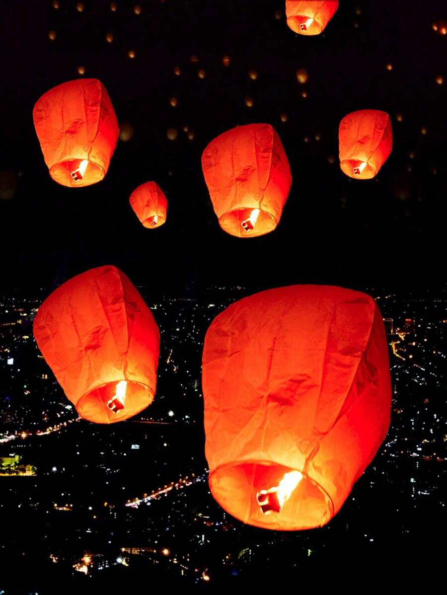 5/10/20pcs Paper Lanterns/Sky Lanterns/Wishing Lanterns, Flame ...