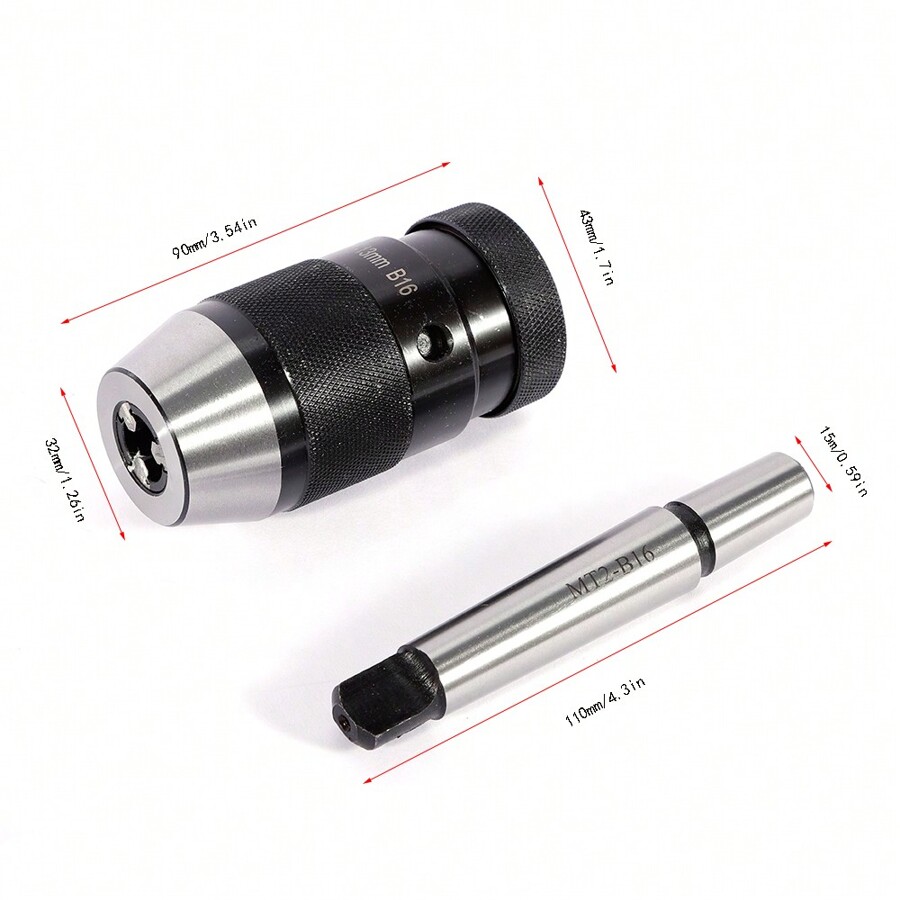 YUNRUX Mandrino per trapano Mandrino per trapano senza chiave 1-13mm B16 con mandrino conico Mt2 ...