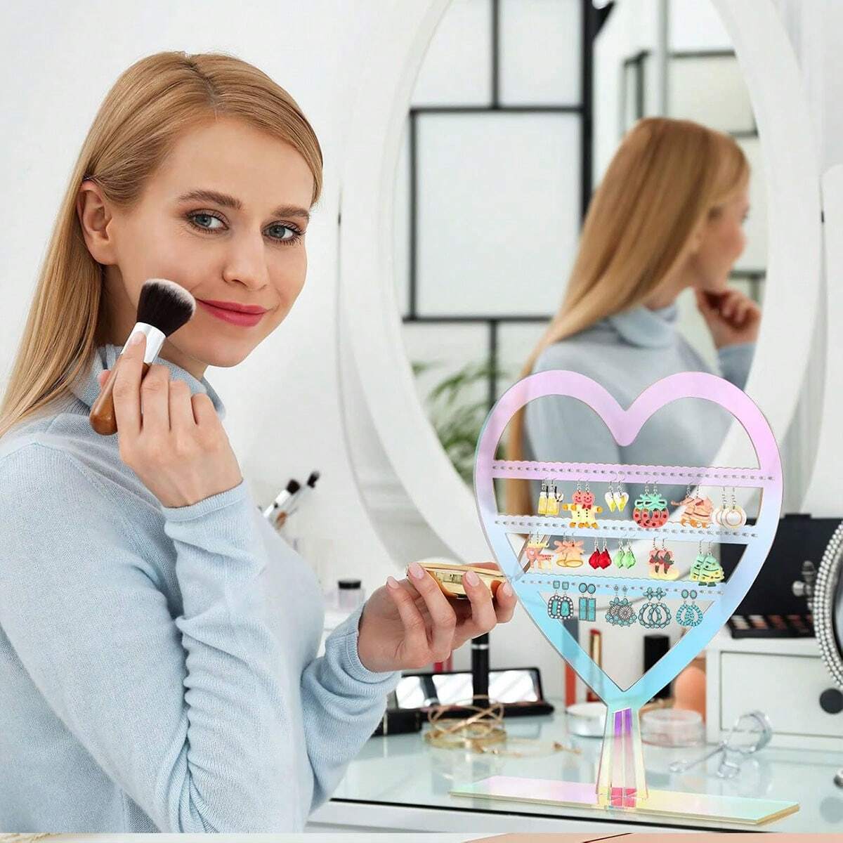 1pc Colorful Acrylic Earring Display Stand With Base, Jewelry Holder ...