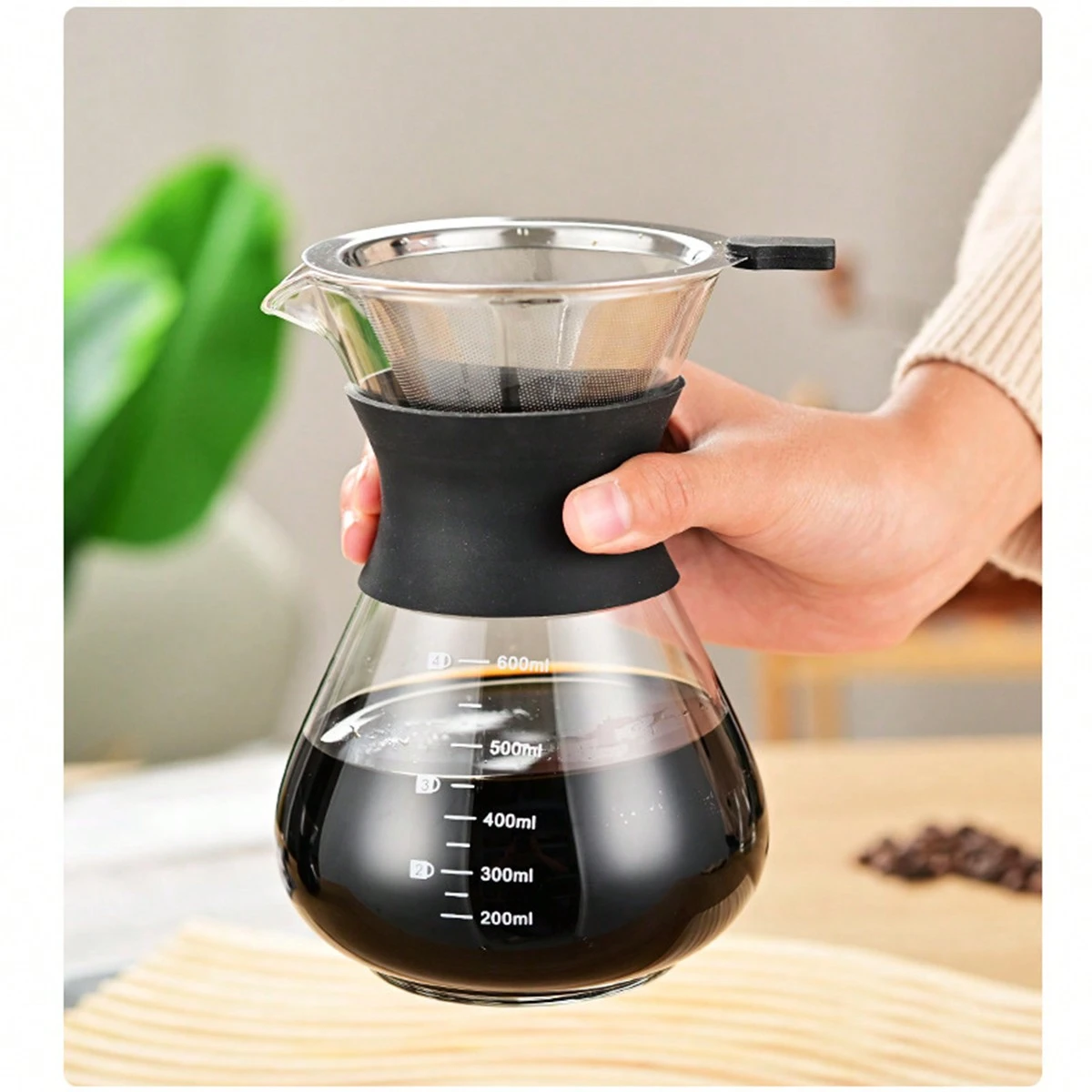 1pc Quality Thick Glass Hand Drip Coffee Pot, Can Be Poured On Coffee ...
