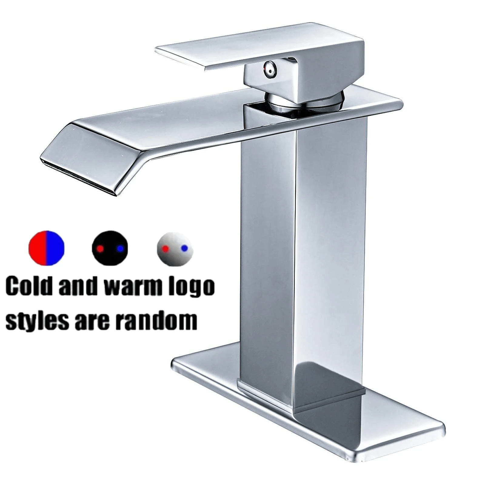 Modern Waterfall Bathroom Faucet Deck Mounted Cold & Hot Basin Sink Tap With Water Supply Line ...