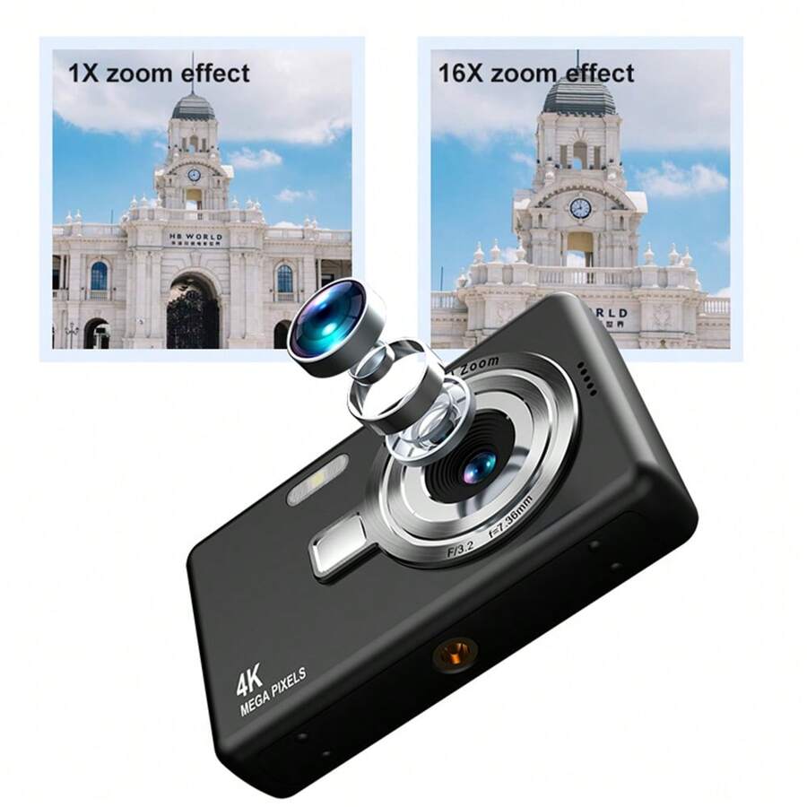 Auto Focus 48MP 4K Face Detection 2.4-Inch 16X Zoom Rechargeable ...