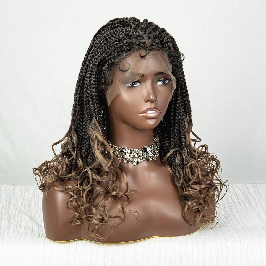 Braided Wigs For Black Women Synthetic Lace Front Wigs Square Knotless ...