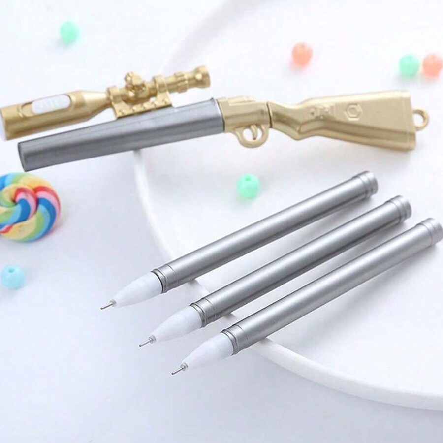 1pc 1Set Creative Rifle Shaped Neutral Pen With Light, Cartoon Sniper ...