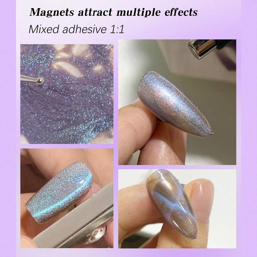 Dopamine Cat Eye Powder DIY Dynamic Rainbow Cat Eye Nail Powder for ...