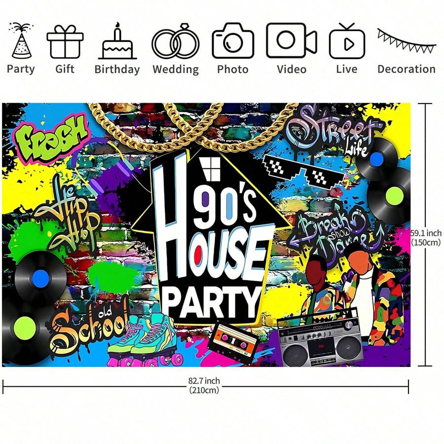 90s House Party Backdrop Hip Hop Graffiti 90's Theme House Party ...