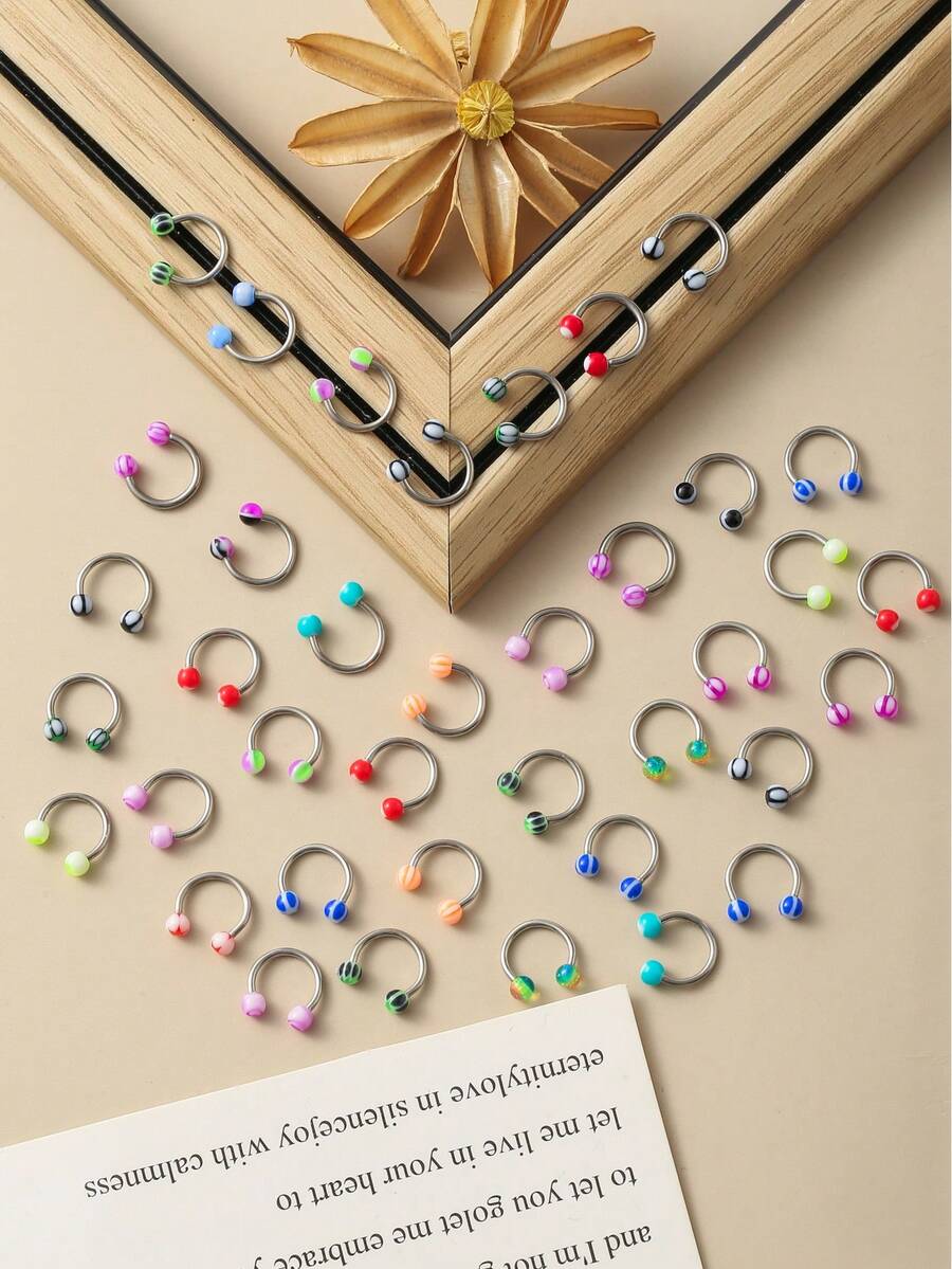 50pcs Assorted Acrylic Colorful Ball Shape Hypoallergenic Candy Color ...