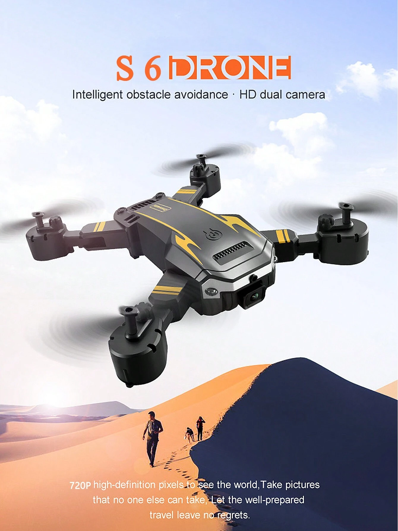 El Quadcopter Drone Plegable S6 Negro y Amarillo - Un aeronave de ...
