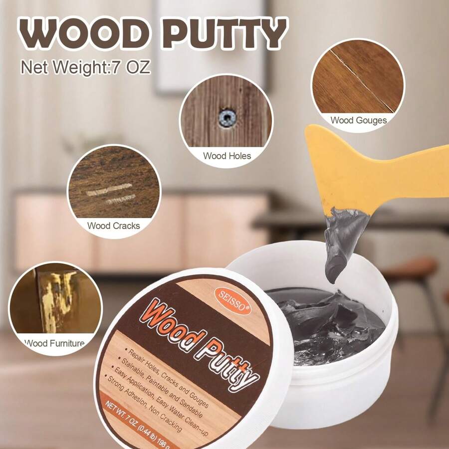 SEISSO Wood Putty, Gray Wood Filler Paintable, Wood Putty Outdoor ...