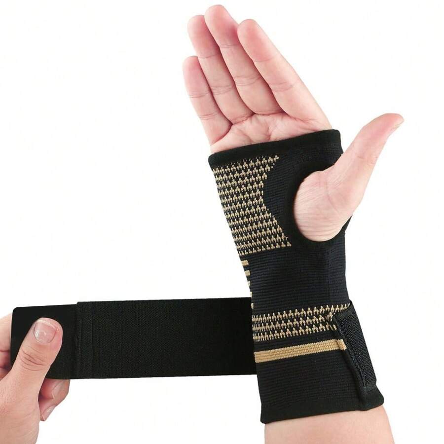 1pc Copper Compression Wrist Support Sleeve, With Adjustable Strap ...