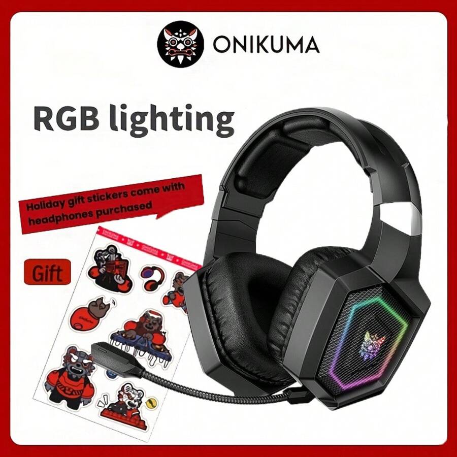 ONIKUMA ONIKUMA GT806 Black RGB Noise-Proof Microphone Gaming Headset, Wireless Gaming Headset ...