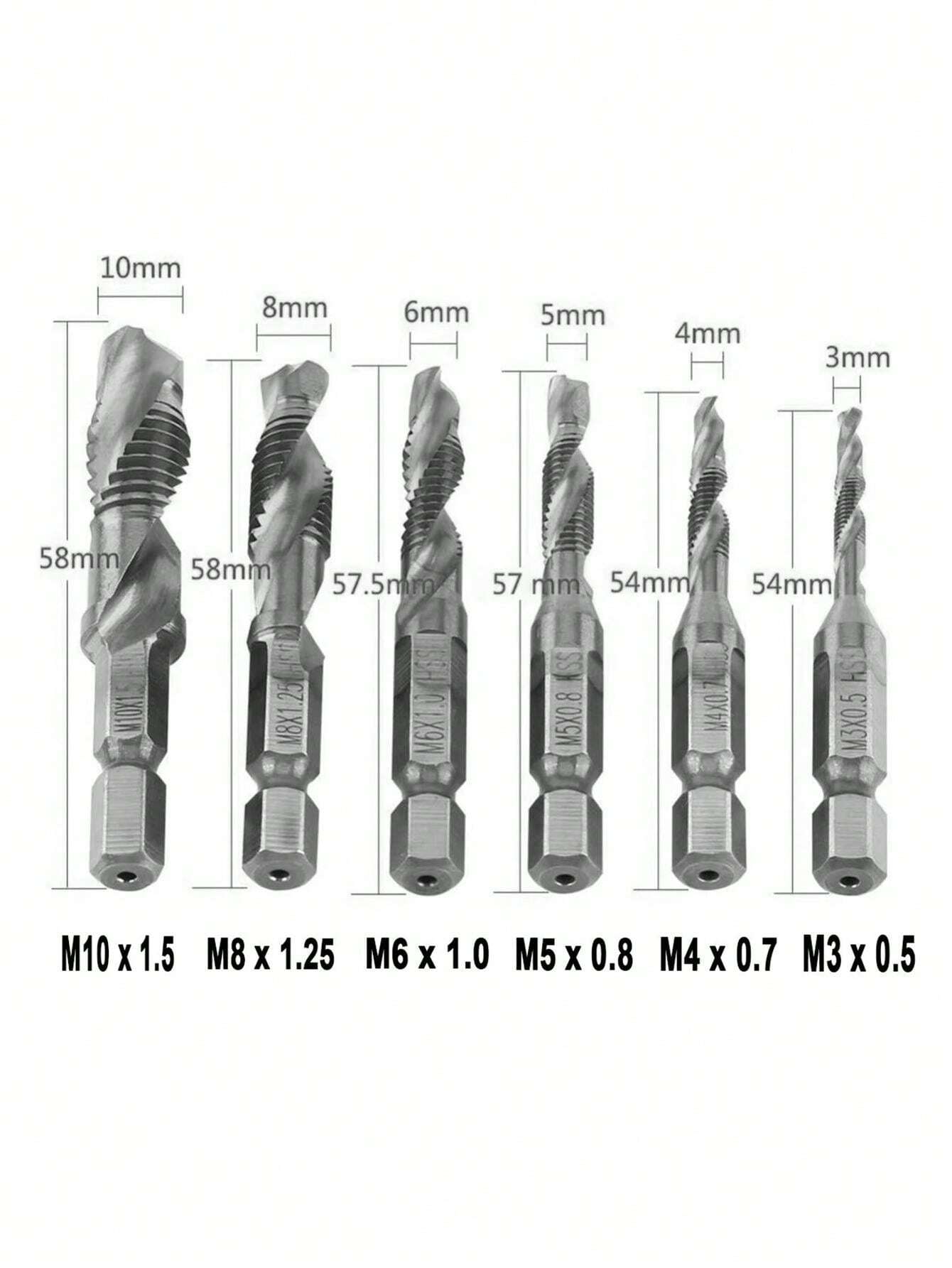 Brocas para machos de roscar métricas de vástago hexagonal de acero de ...