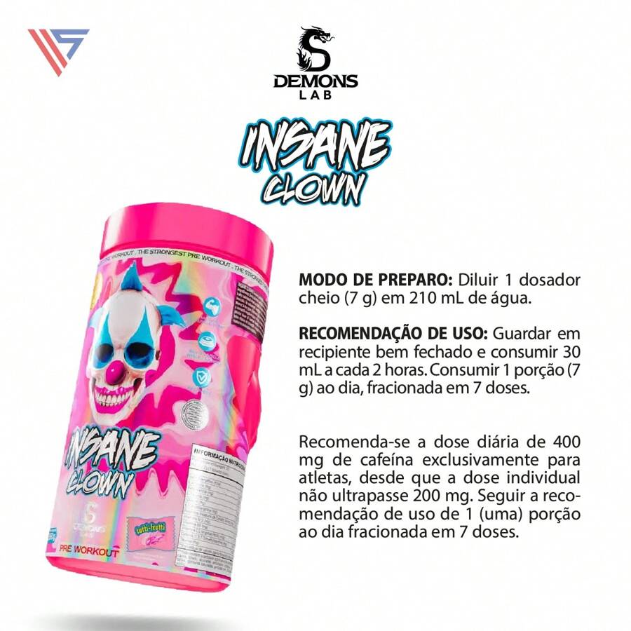 Insane Clown Pre Workout 350g Demons Lab Tutti Frutii Shein Uk