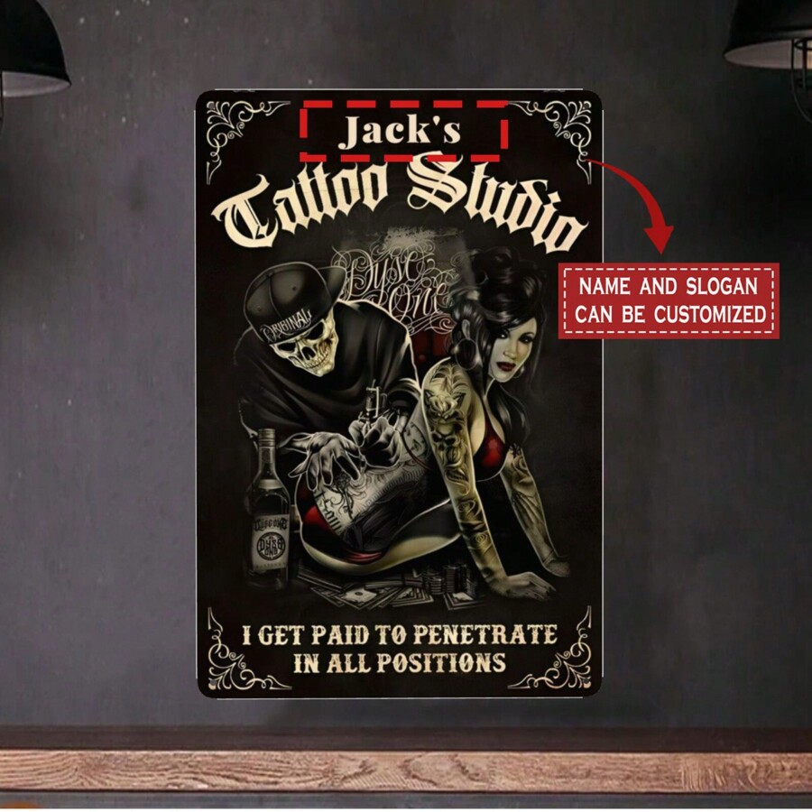 Customized Vintage Tattoo Studio Sign: Personalized Wall Art With 4 ...