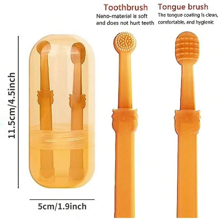2 Piece Small Dog And Cat Toothbrush Set With Storage Box, Soft ...