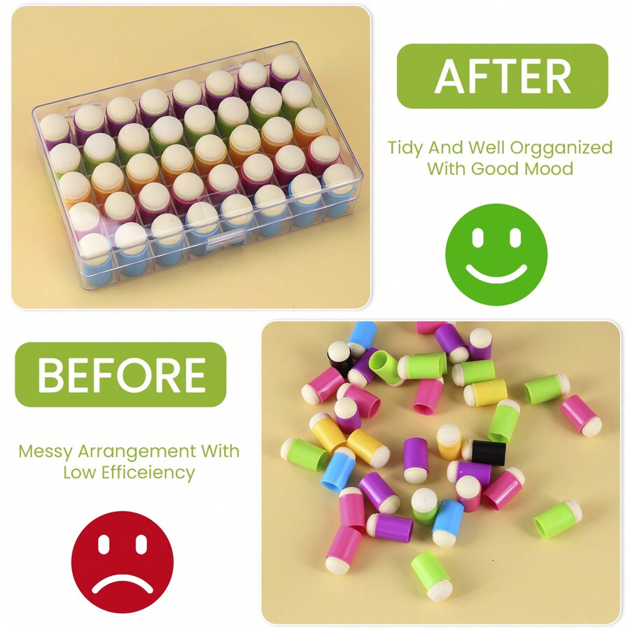 40PCS Sponge Daubers With Storage Case - Finger Painting Sponge Daubers For Stamping, Ink ...