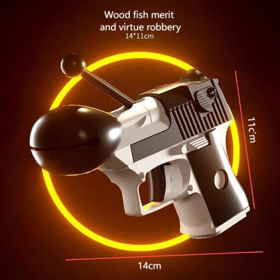 Wooden Fish Dharma Gun Stress Relief Toy, Novel Popular Goods, Buddhist ...