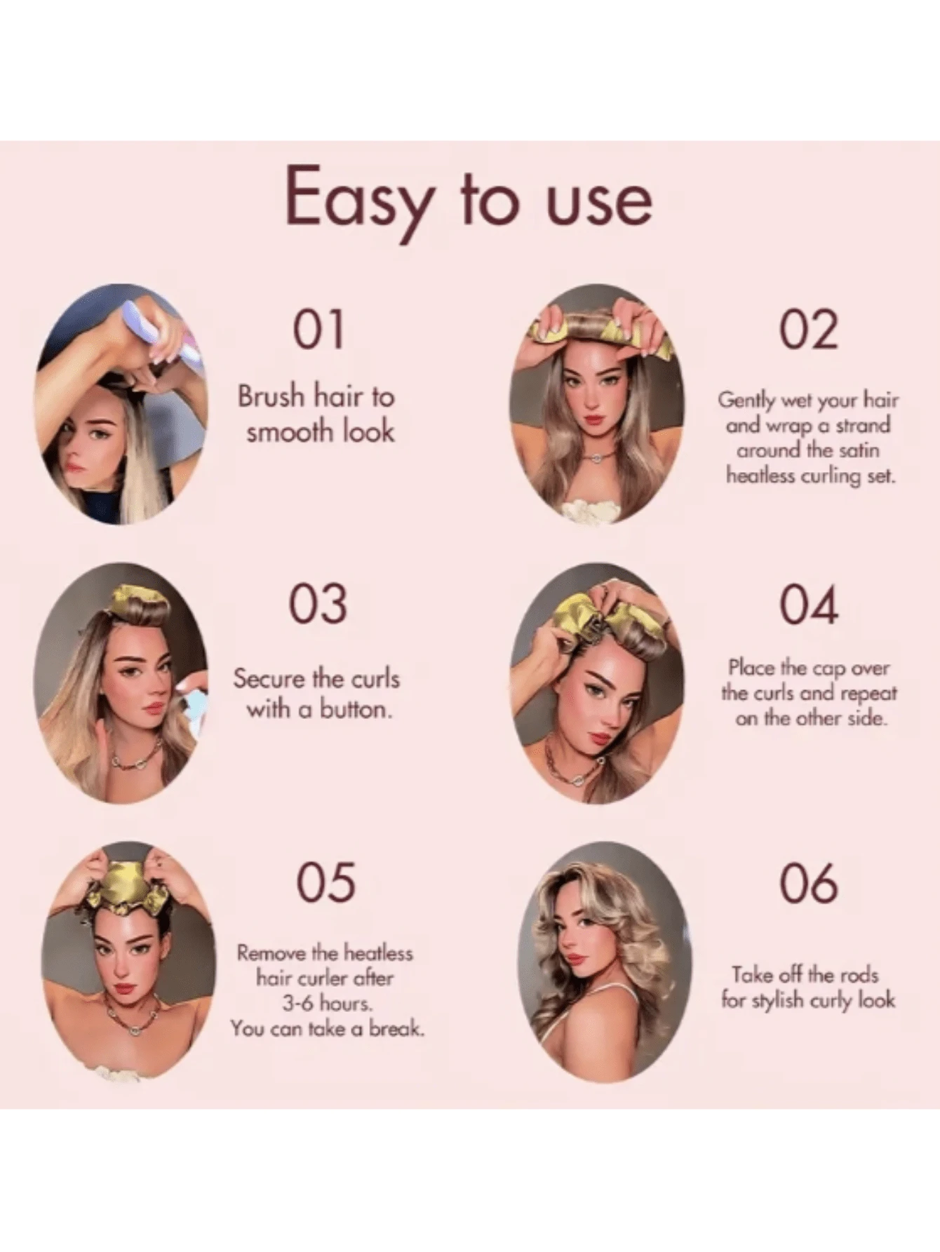 3 Sets Satin Heatless Hair Curlers Kit - No Heat, Sleep-Friendly ...