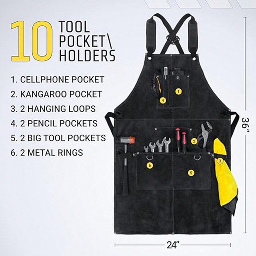 1pc Multi-Pocket Apron, Outdoor Woodworker Electrician Apron With Tool ...
