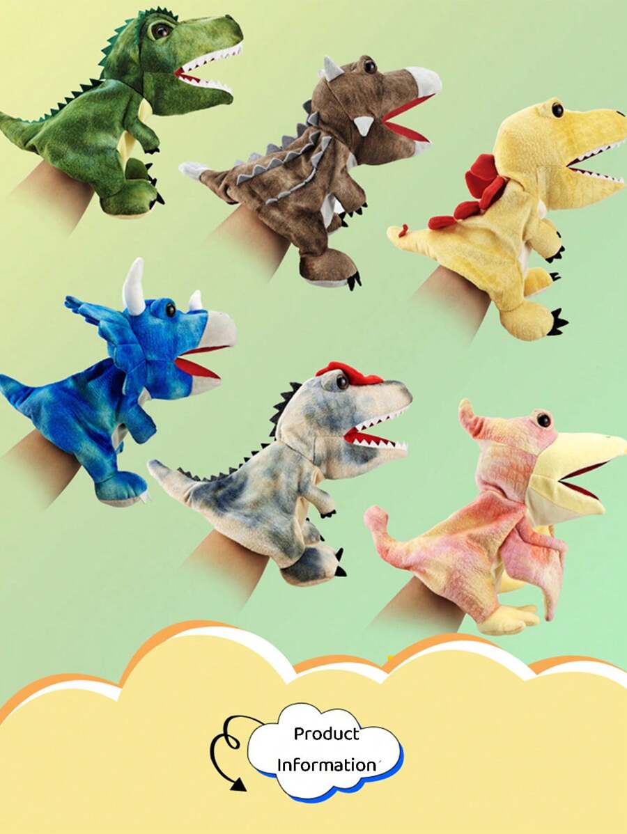 Dinosaur Hand Puppet Toy Mouth Will Move Triceratops Animal Doll ...