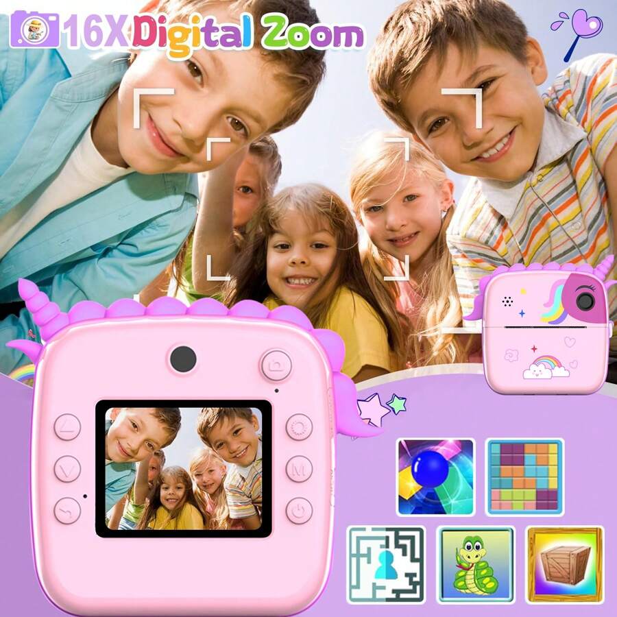 Kids Camera Instant Camera, Kids For 6-12 Year Old Girls Boys, Kids Digital Camera Instant Print ...