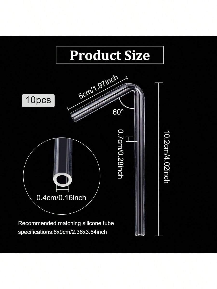10 Packs 4x2 Inch 60 Degree Glass Delivery Tube (Hole: 4mm) Curved Bent ...