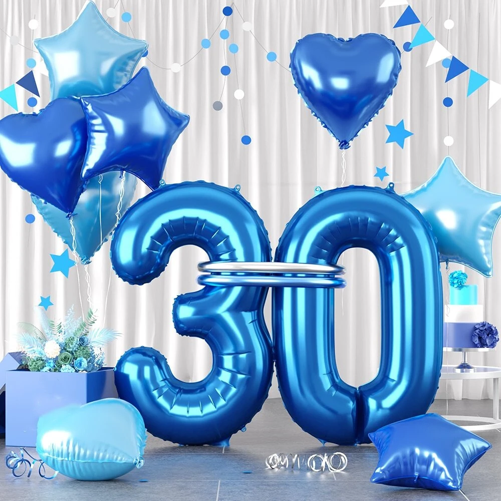 Navy Blue Number Balloon Set Including Balloons With Numbers 10, 11, 13 ...