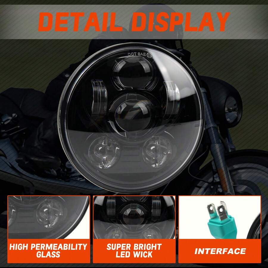 PowerMotor Motorcycle 5.75 Inch Harley Modified Headlight LED High And ...