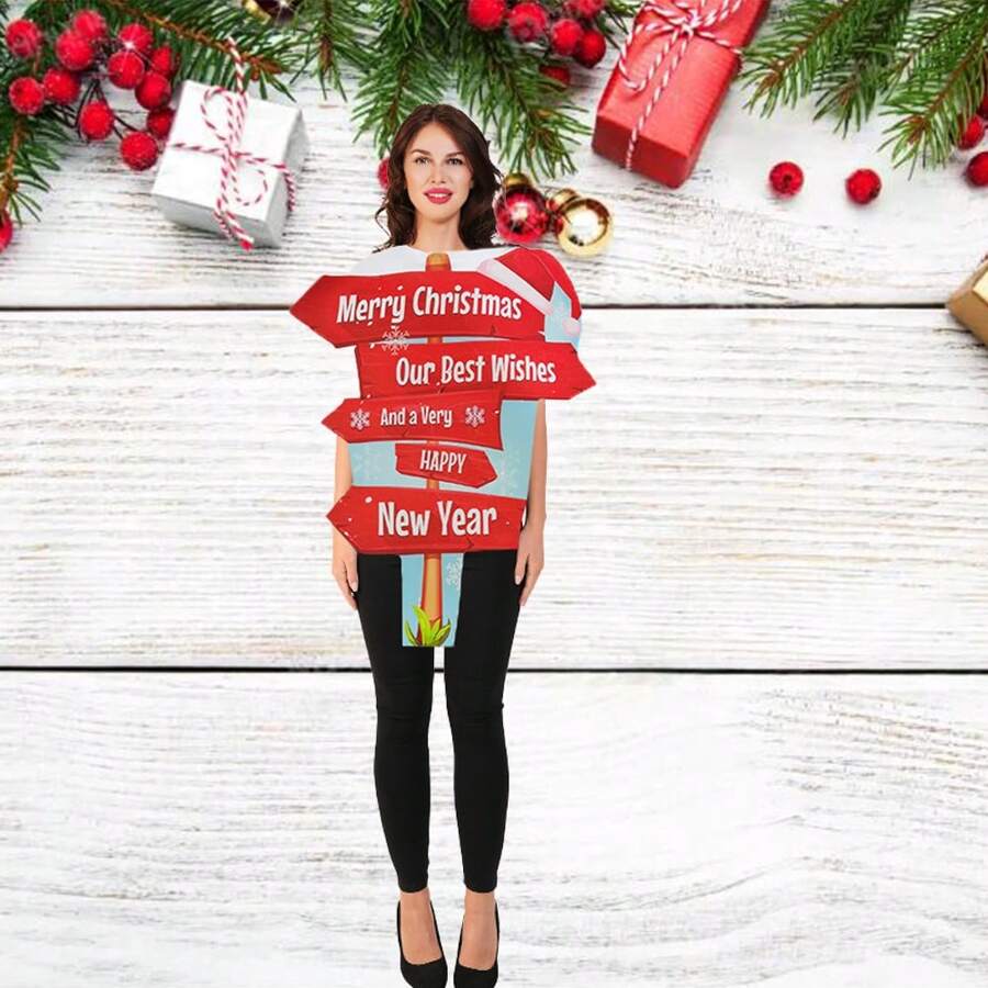 Unisex Adult Christmas Welcome Sign Costumes Holiday Directional Sign ...