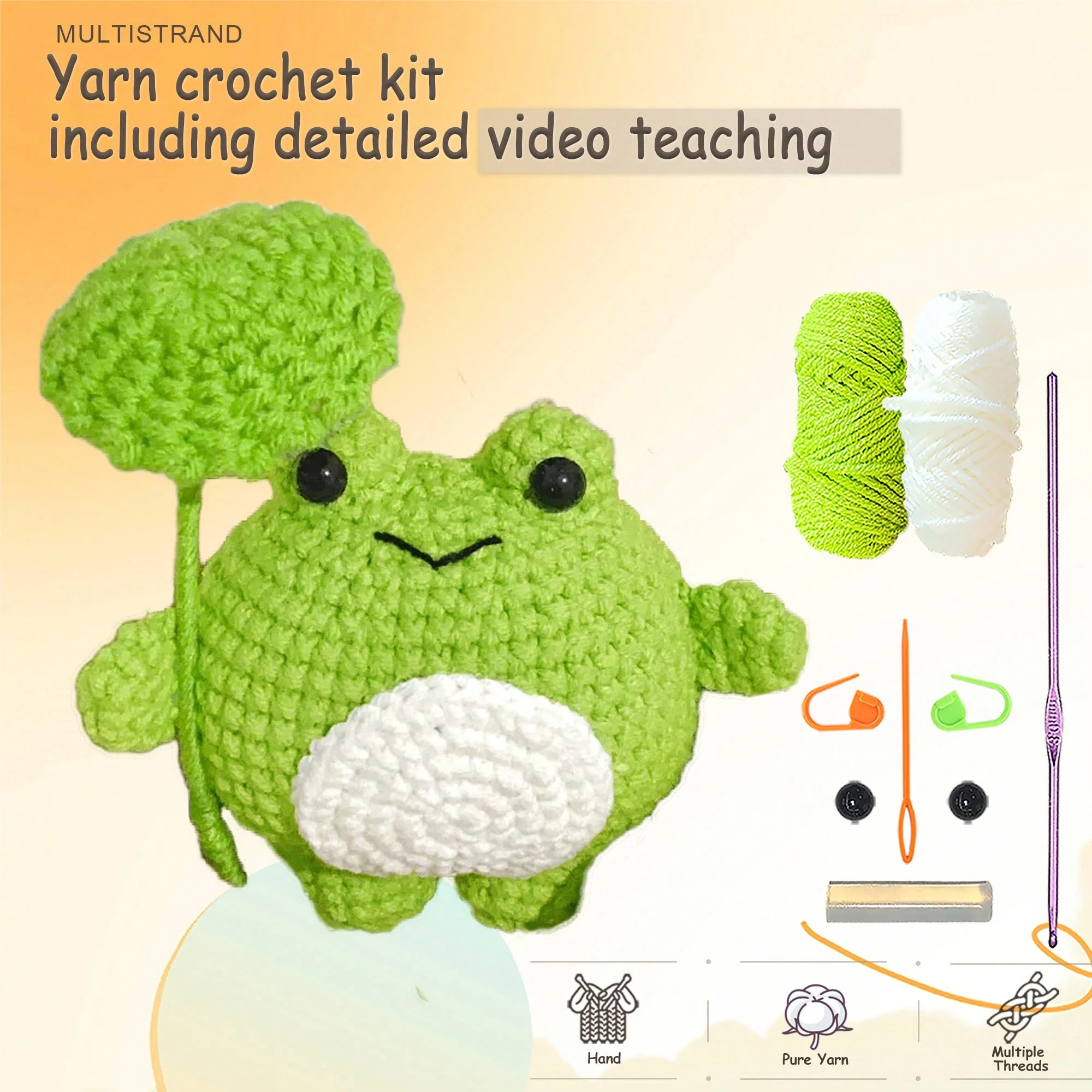 Kit de matériel de crochet d'animaux verts DIY, convenant aux débutants ...