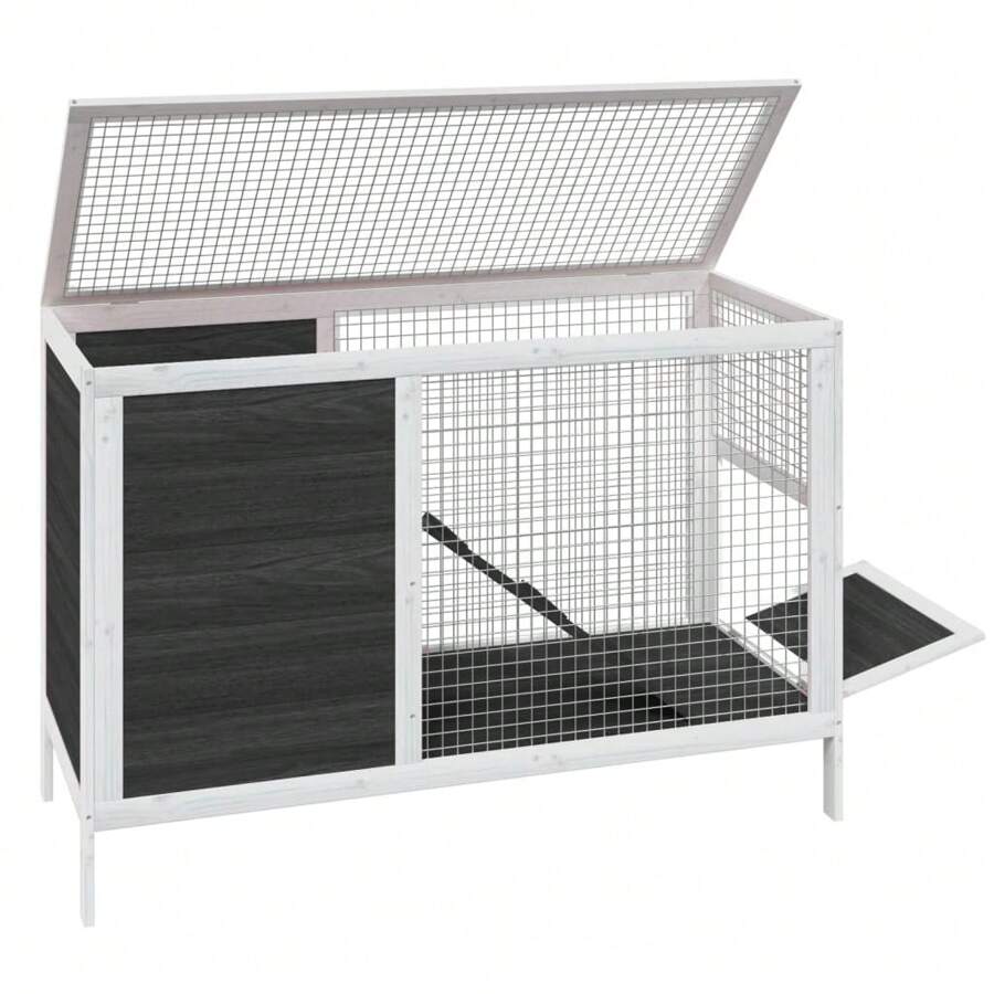 Spacious Solid Wood Pine Rabbit Hutch 103x44x69.5 Cm Outdoor Pet House ...