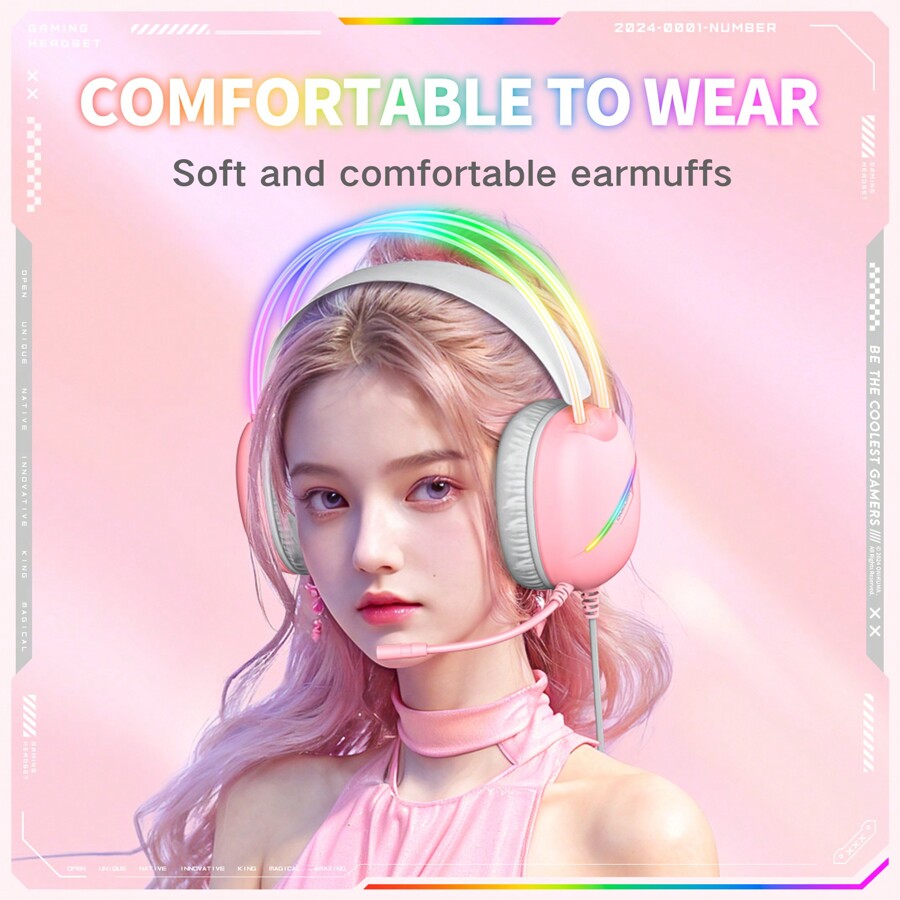 ONIKUMA ONIKUMA X33 Pro Pink Professional Gaming Headset With RGB ...