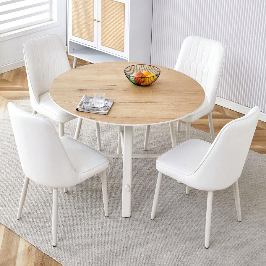Table And Chair Set, MDF Desktop, White Metal Table Legs, Stable And ...